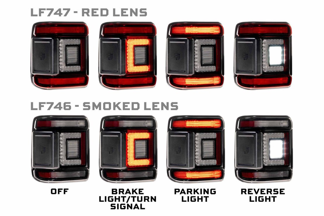 LF747 | Jeep Wrangler JL Low Profile XB Red LED Tail Lights