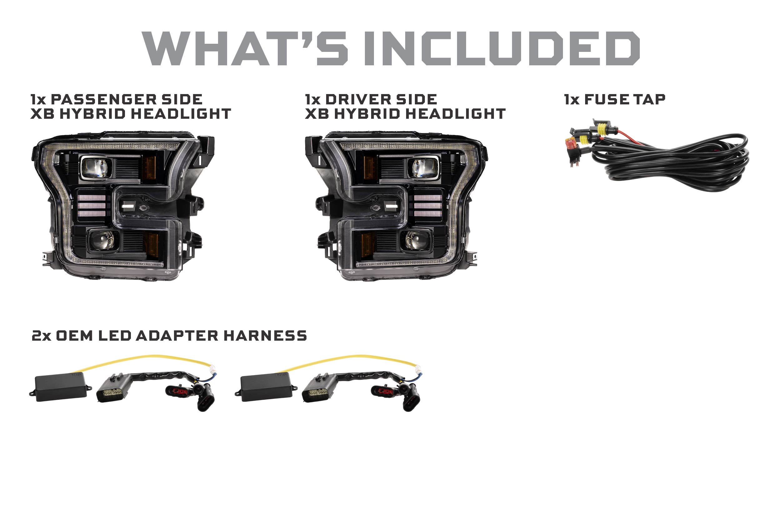 Ford F150 (15-17) Plug-N-Play XB Hybrid LED Headlights LF550